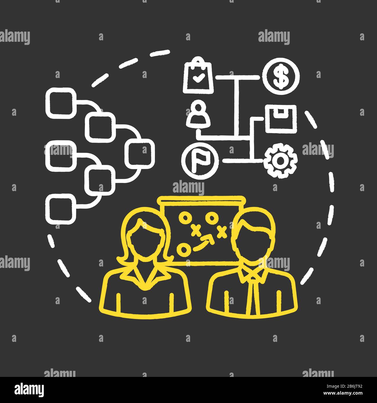 Strategy map chalk RGB color concept icon. Route step. Entrepreneurship ...