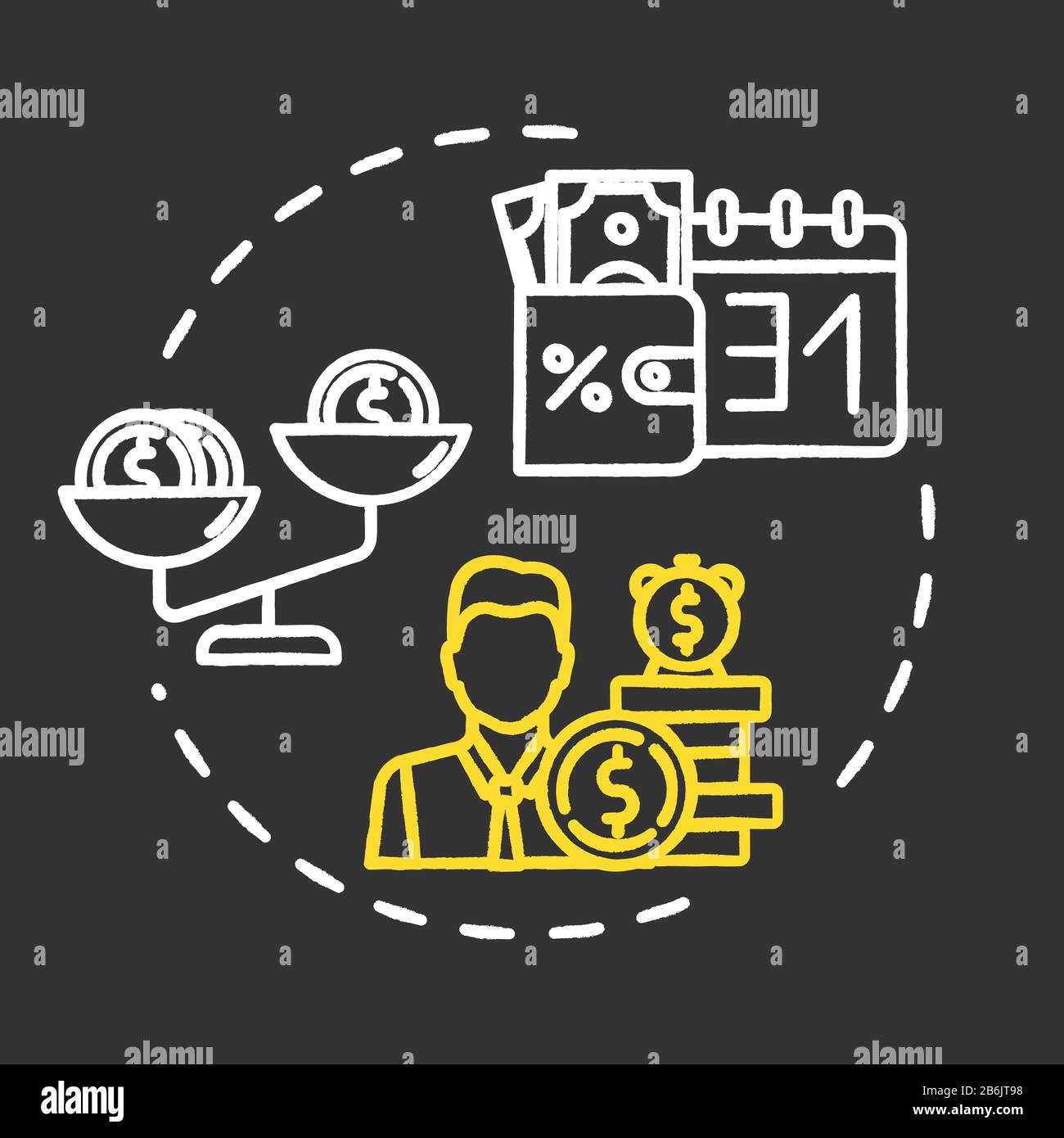 Financial forecast chalk RGB color concept icon. Wealth and work ...