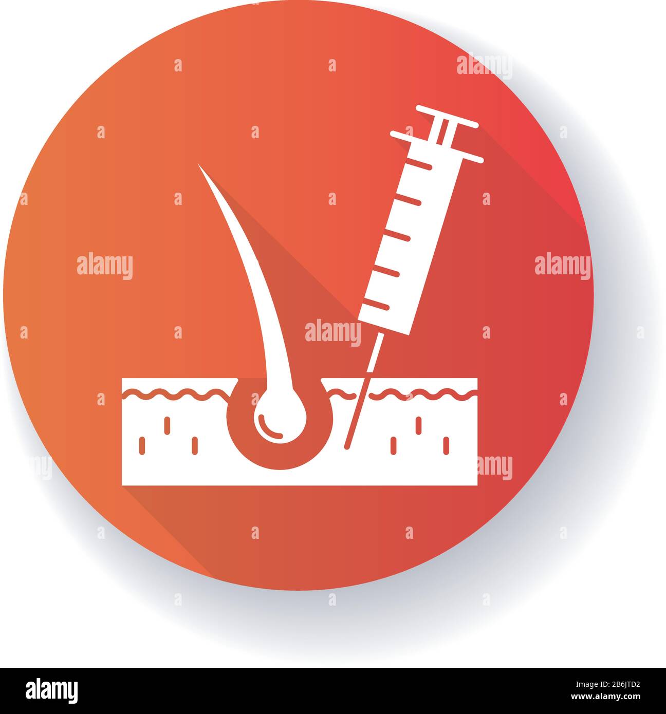 Hairloss injection red flat design long shadow glyph icon. Professional ...