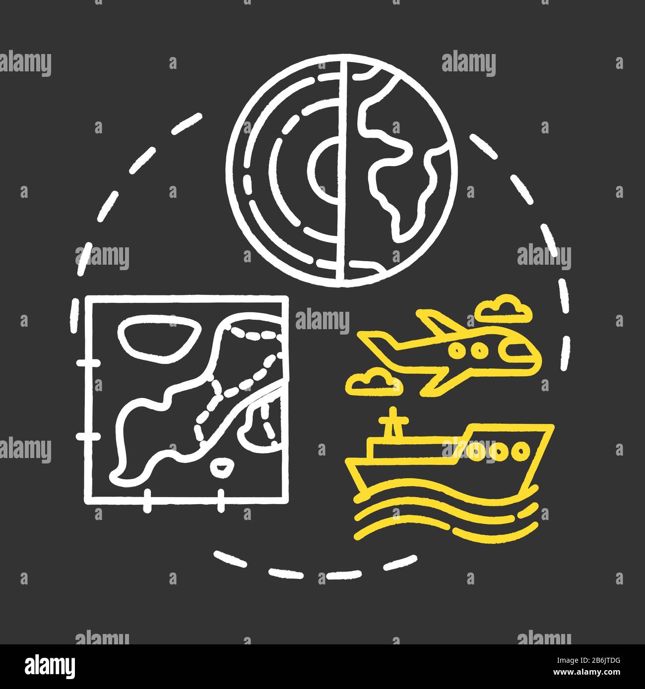 Spatial planning chalk RGB color concept icon. Global scale. Public ...