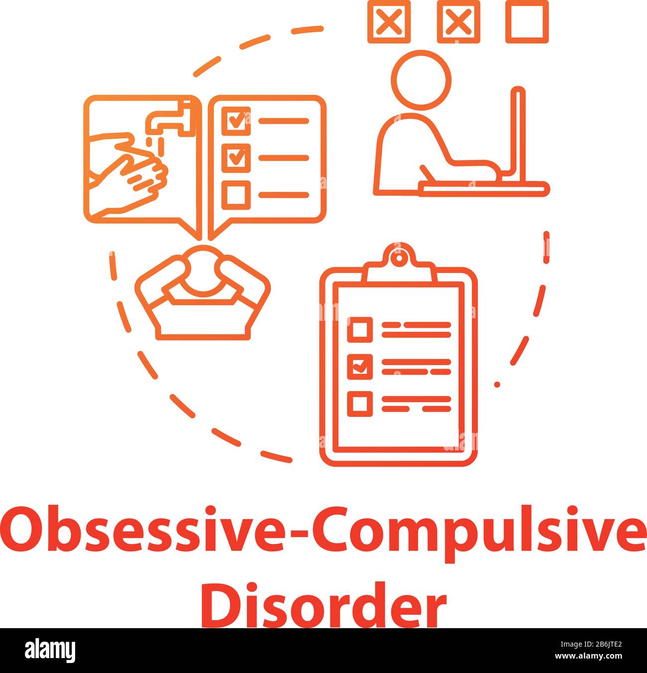 Obsessive compulsive disorder concept icon. OCD. Mental illness ...