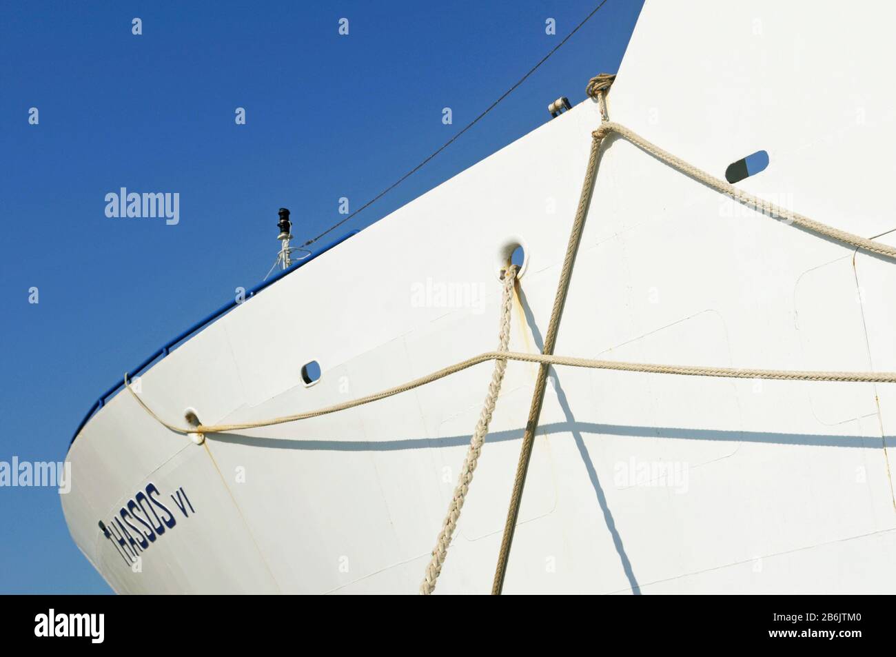 Ropes hanging from ship's bow Stock Photo - Alamy