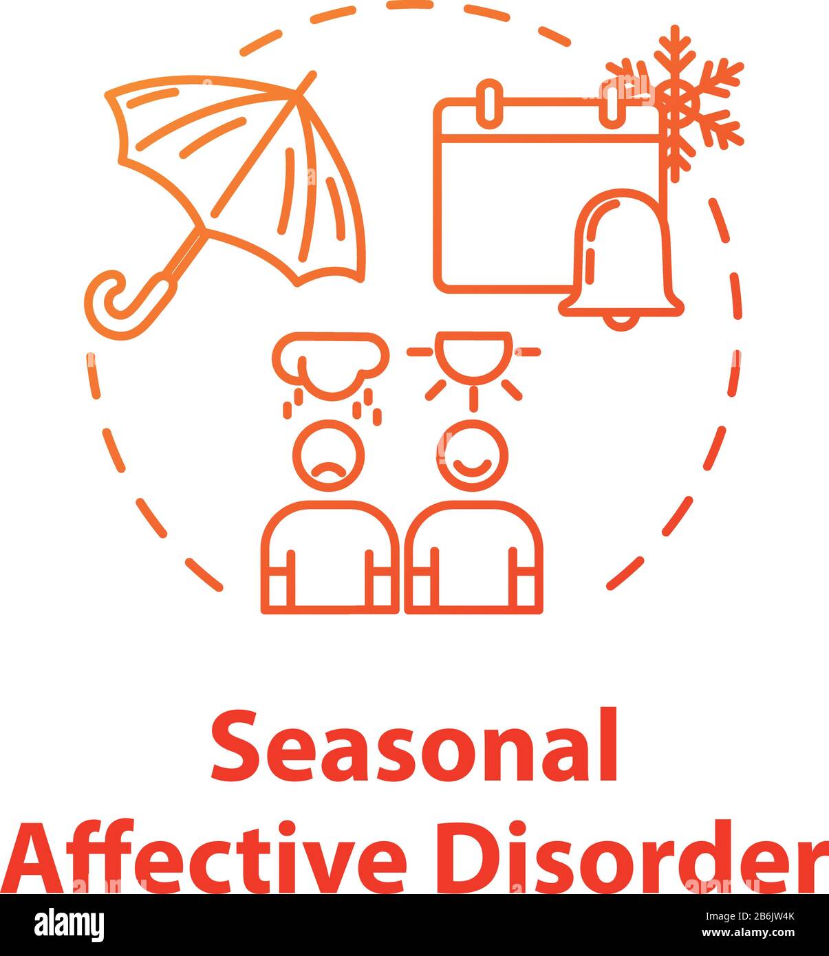 Seasonal affective disorder concept icon. SAD depression. Dependence of ...