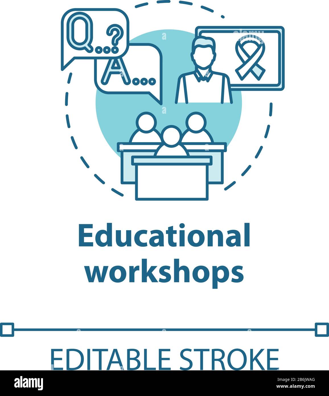 Educational workshops concept icon. Informing society about cancer, HIV ...