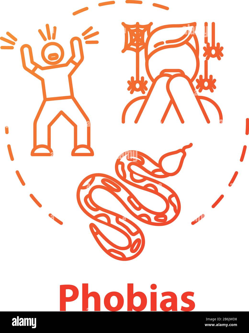 Phobias concept icon. Irrational fear reaction. Arachnophobia ...