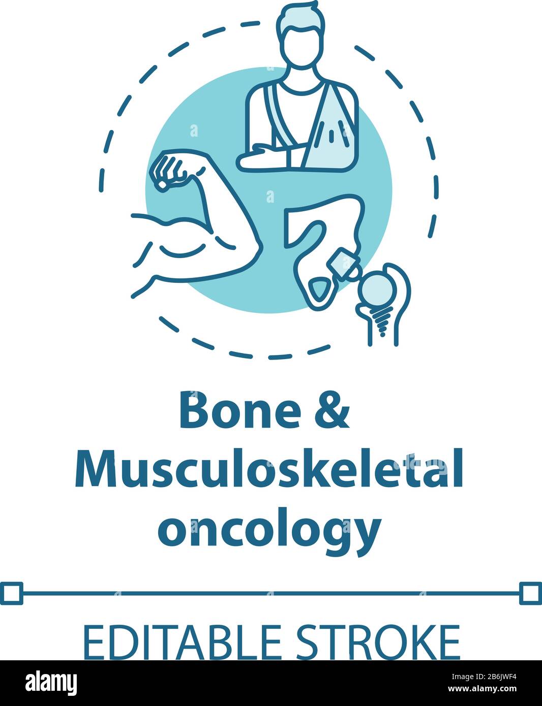 Bone and musculoskeletal oncology concept icon. Bone and muscle cancer ...