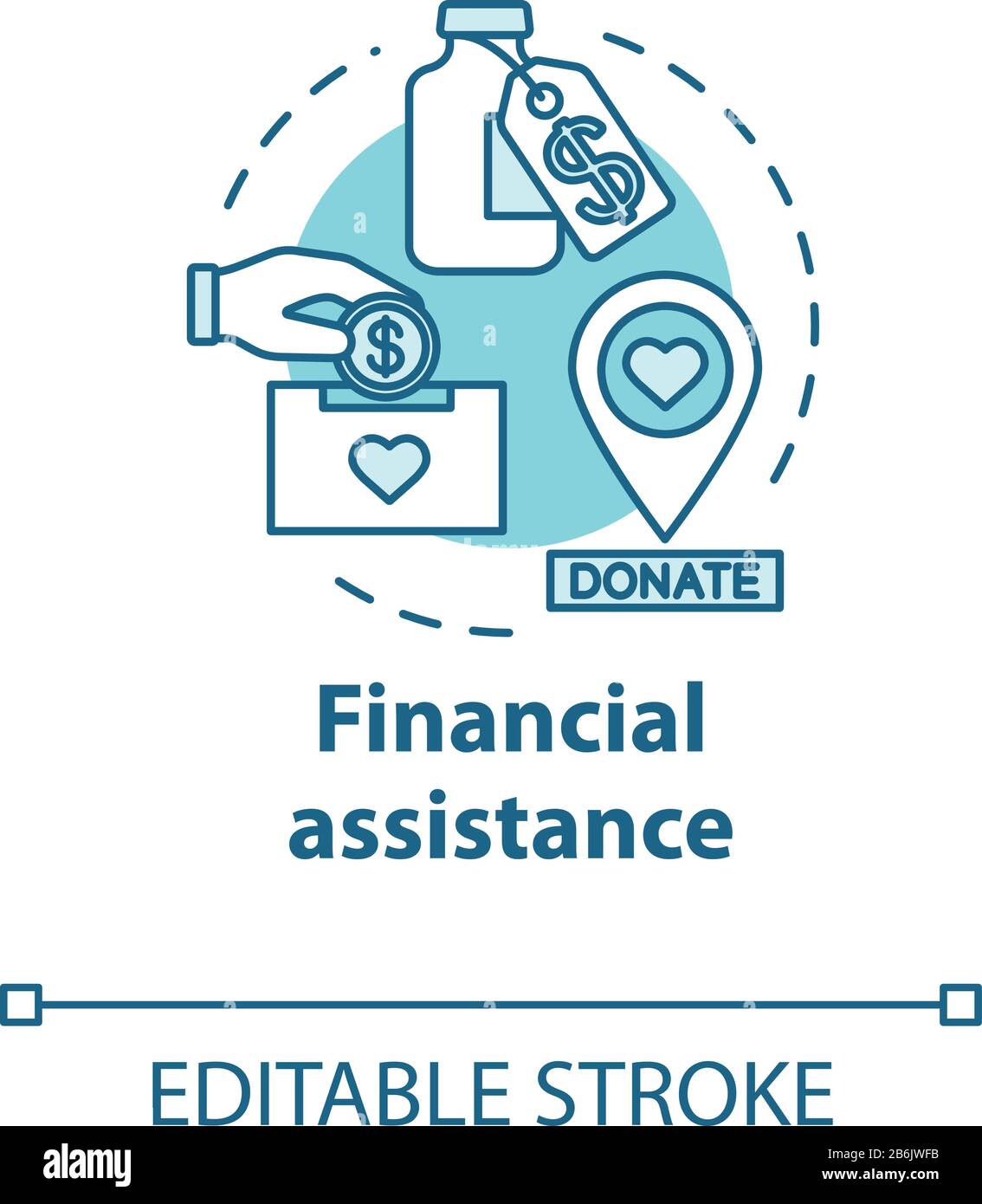 Financial assistance concept icon. Fundraising for treatment. Charity ...