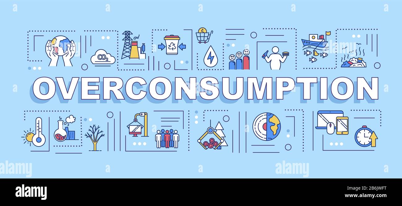 Overconsumption word concepts banner. Consumerism and economy ...