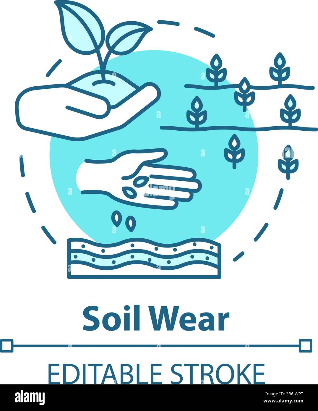 Soil wear concept icon. Industrial damage to nature. Agriculture and agronomy. Cultivation ...
