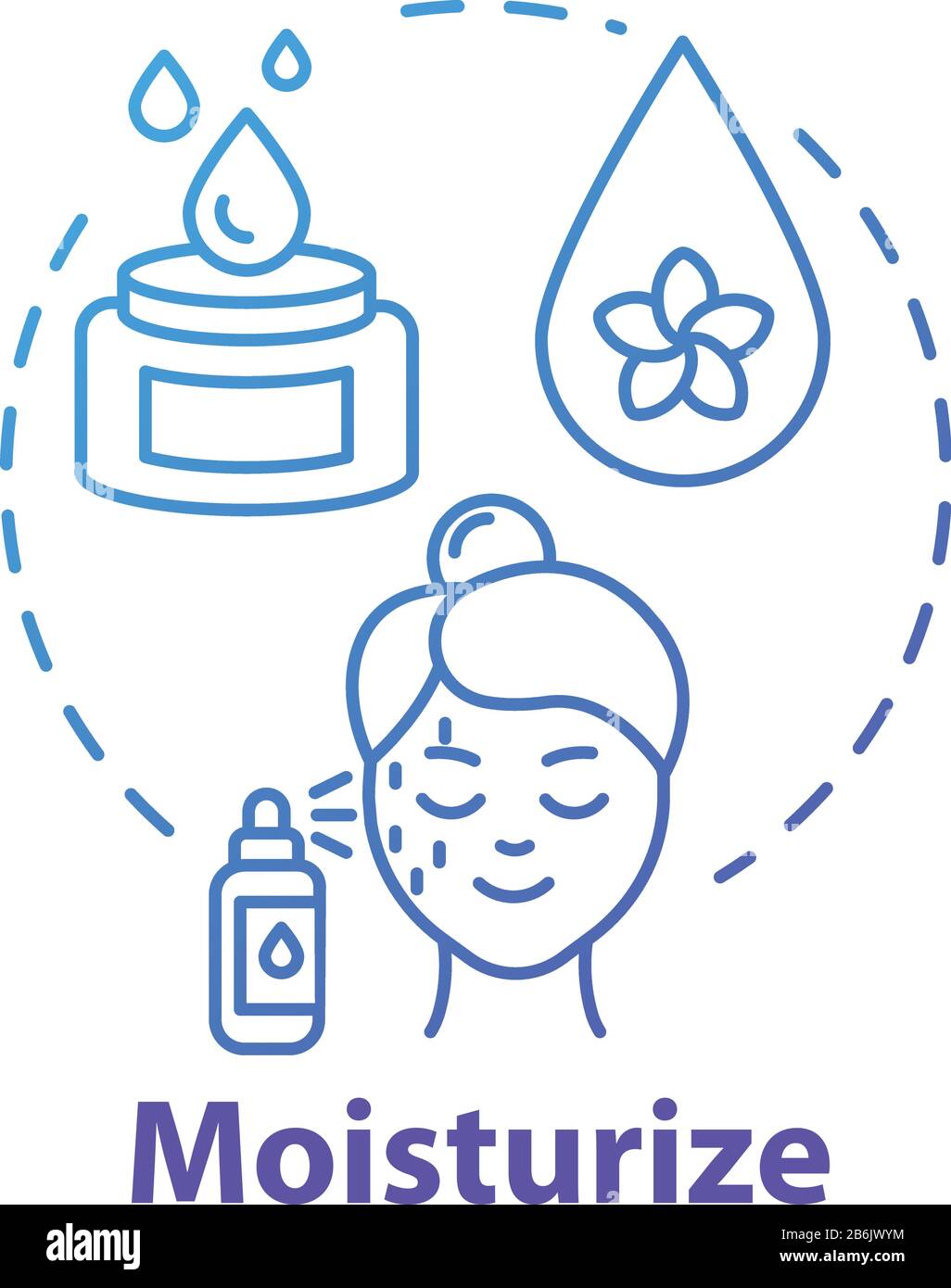 Moisturize skin, dermatology concept icon. Cosmetic products ...