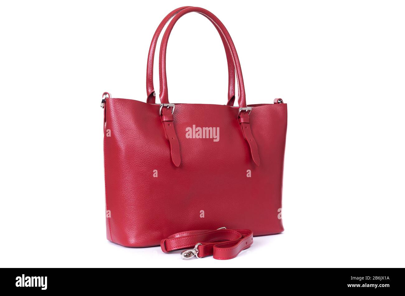 women red leather bag isolated on white background Stock Photo - Alamy