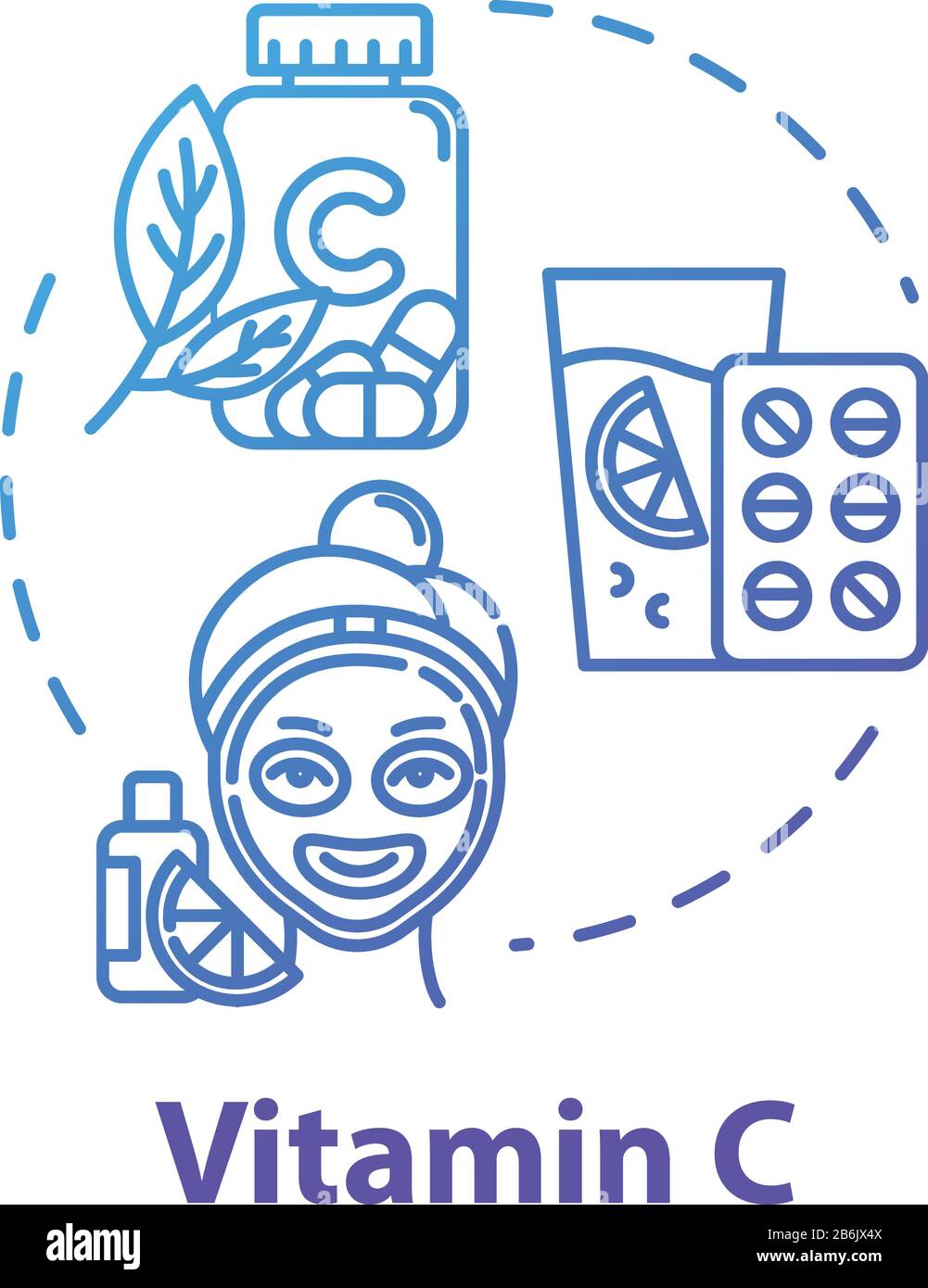 Vitamin C extract, skincare and healthcare, cosmetology concept icon ...