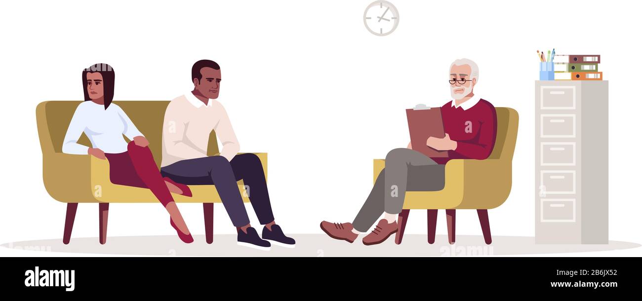 Couple psychotherapy session semi flat RGB color vector illustration ... Couple psychotherapy session semi flat RGB color vector illustration ...
