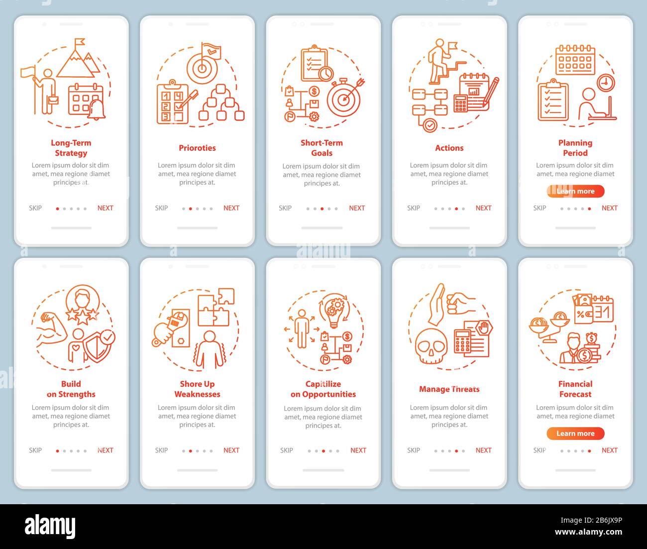 Strategies Onboarding Mobile App Page Screen With Concepts Setting Deadlines Self Building