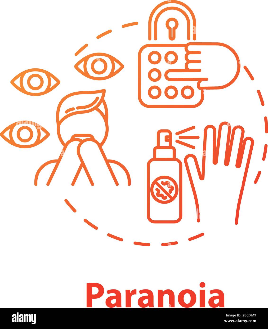 Paranoia concept icon. Irrational suspicion. Persecution complex ...