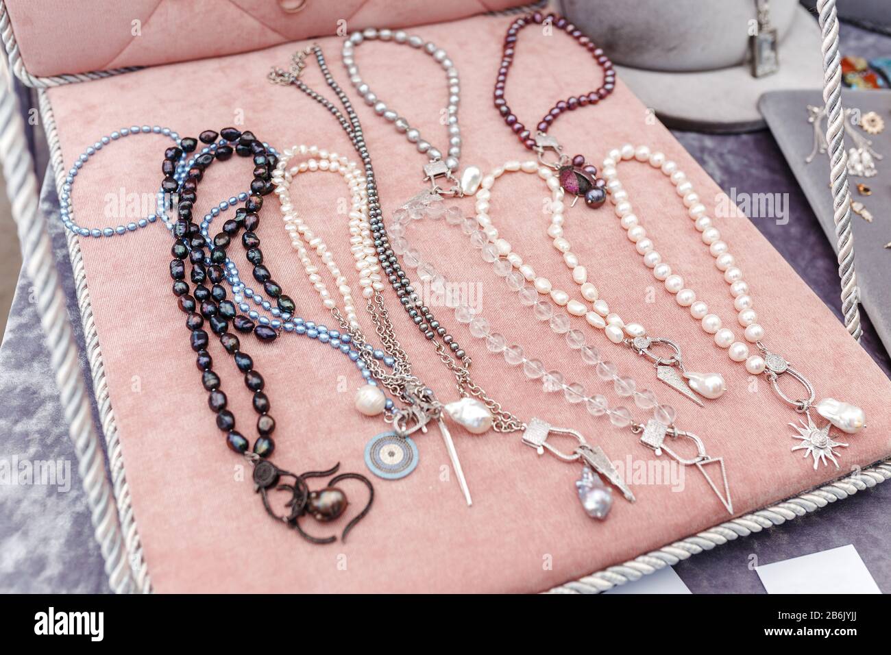 Jewelry necklaces for sale at flea market Stock Photo - Alamy