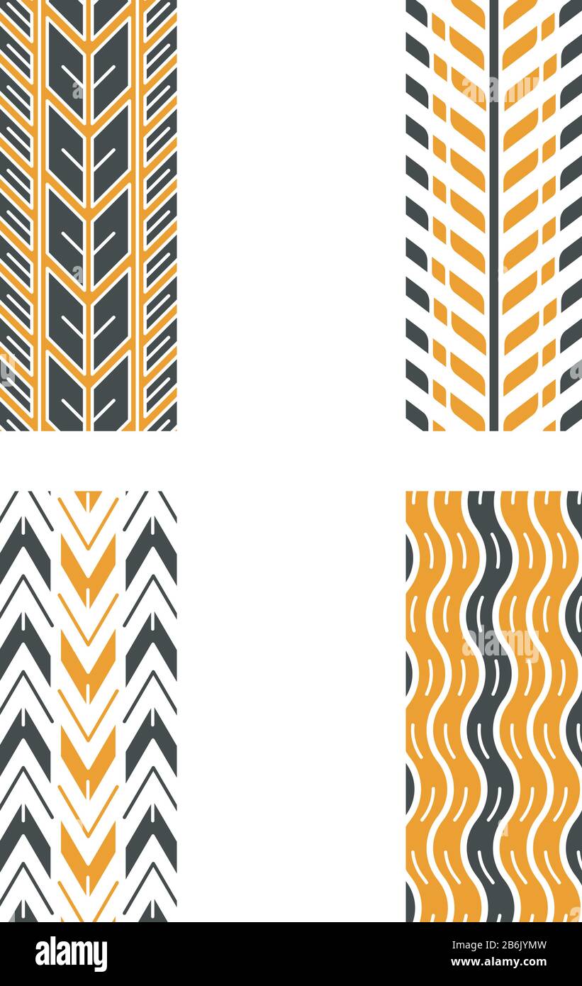 Track patterns black and yellow RGB color icons set. Detailed ...