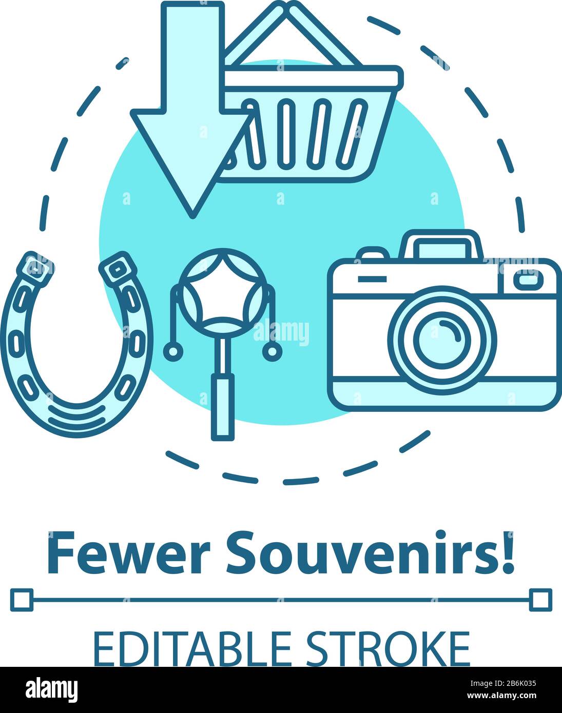 Fewer souvenirs concept icon. Money saving travel, budget tourism idea ...