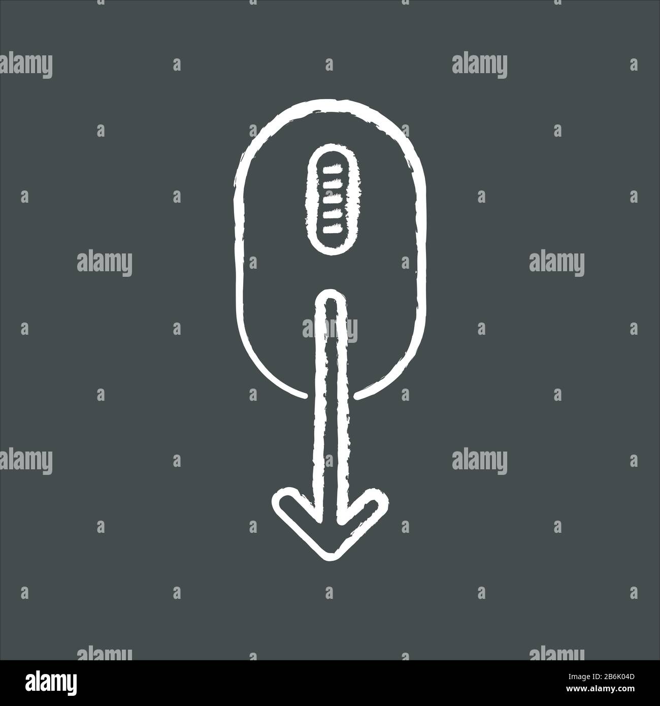 Mouse and down arrow chalk white icon on black background. Web page ... Mouse and down arrow chalk white icon on black background. Web page ...