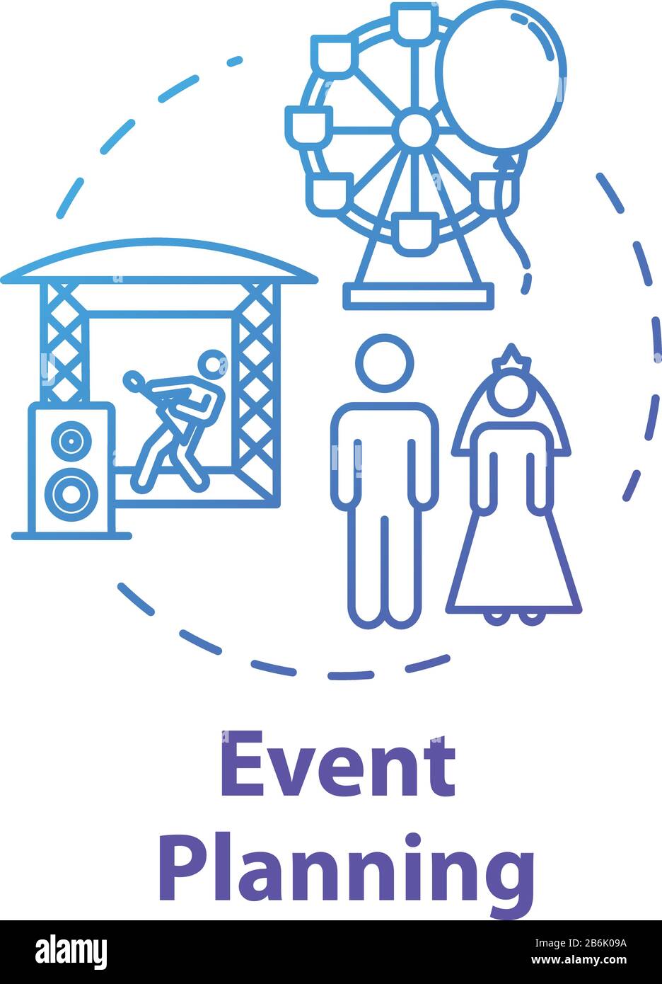 Event planning concept icon. Setting party. Performance on concert ...