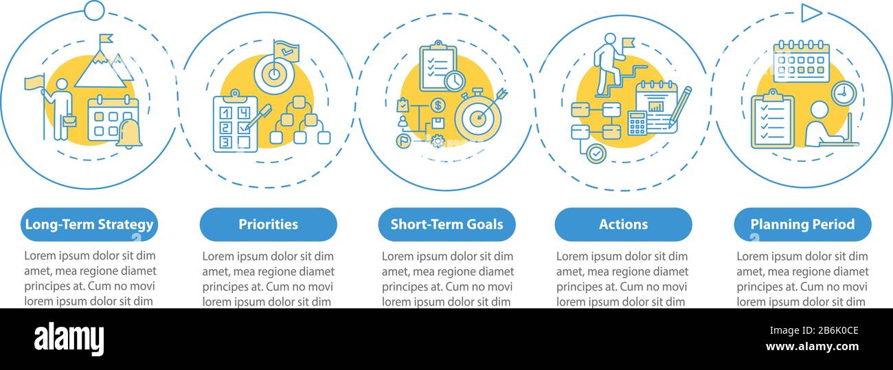 Setting goal vector infographic template. Building business ...