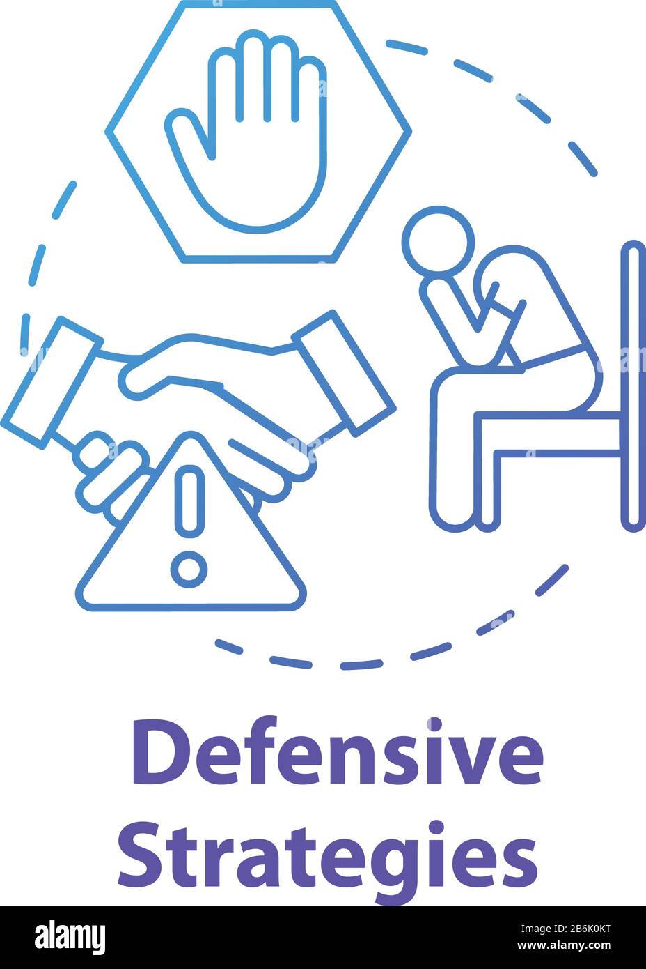 Defensive strategies concept icon. Policy coverage. Hardships in ...