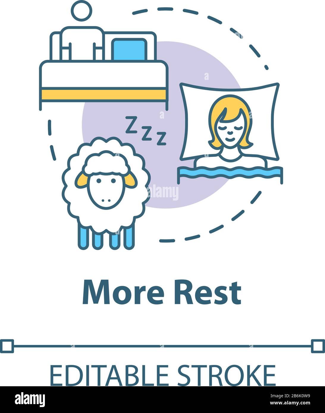More rest concept icon. Sleep and relaxation. Comfortable nap. Count ...