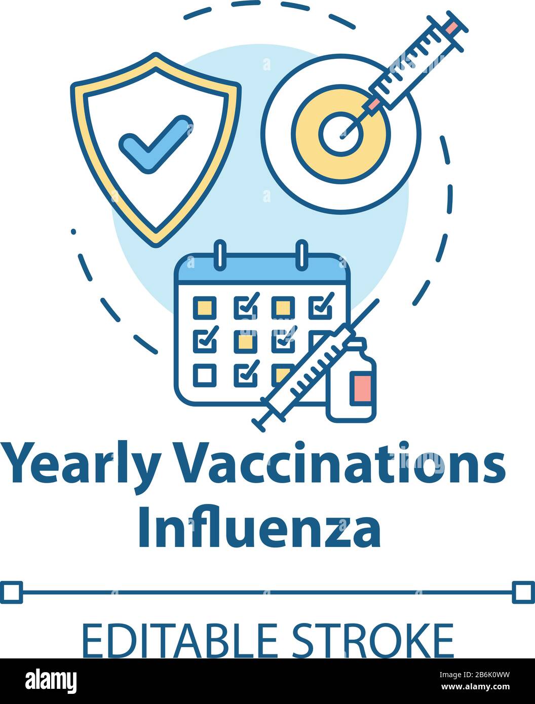 Yearly vaccination for influenza concept icon. Infection precaution ...