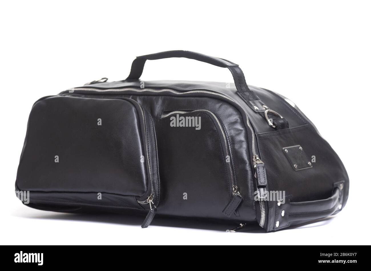 men s expensive leather bag on a white background Stock Photo - Alamy