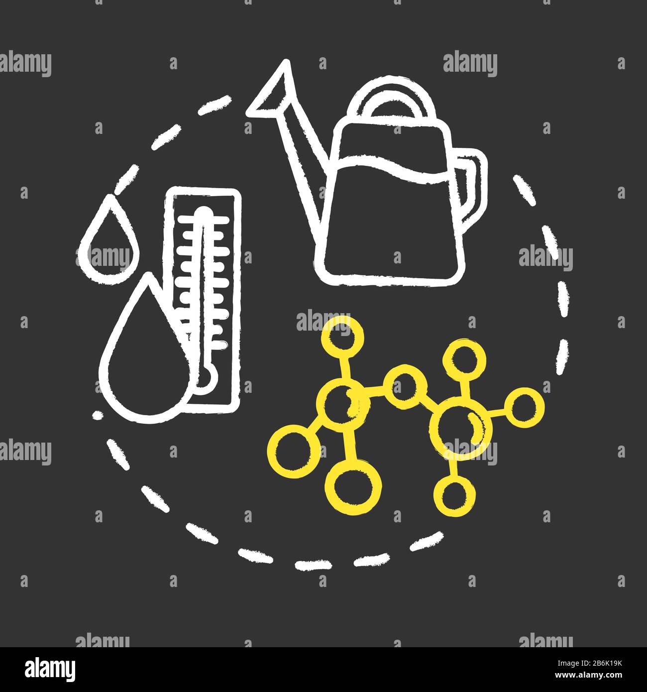 Water quality chalk RGB color concept icon. Rainwater or melted snow ...