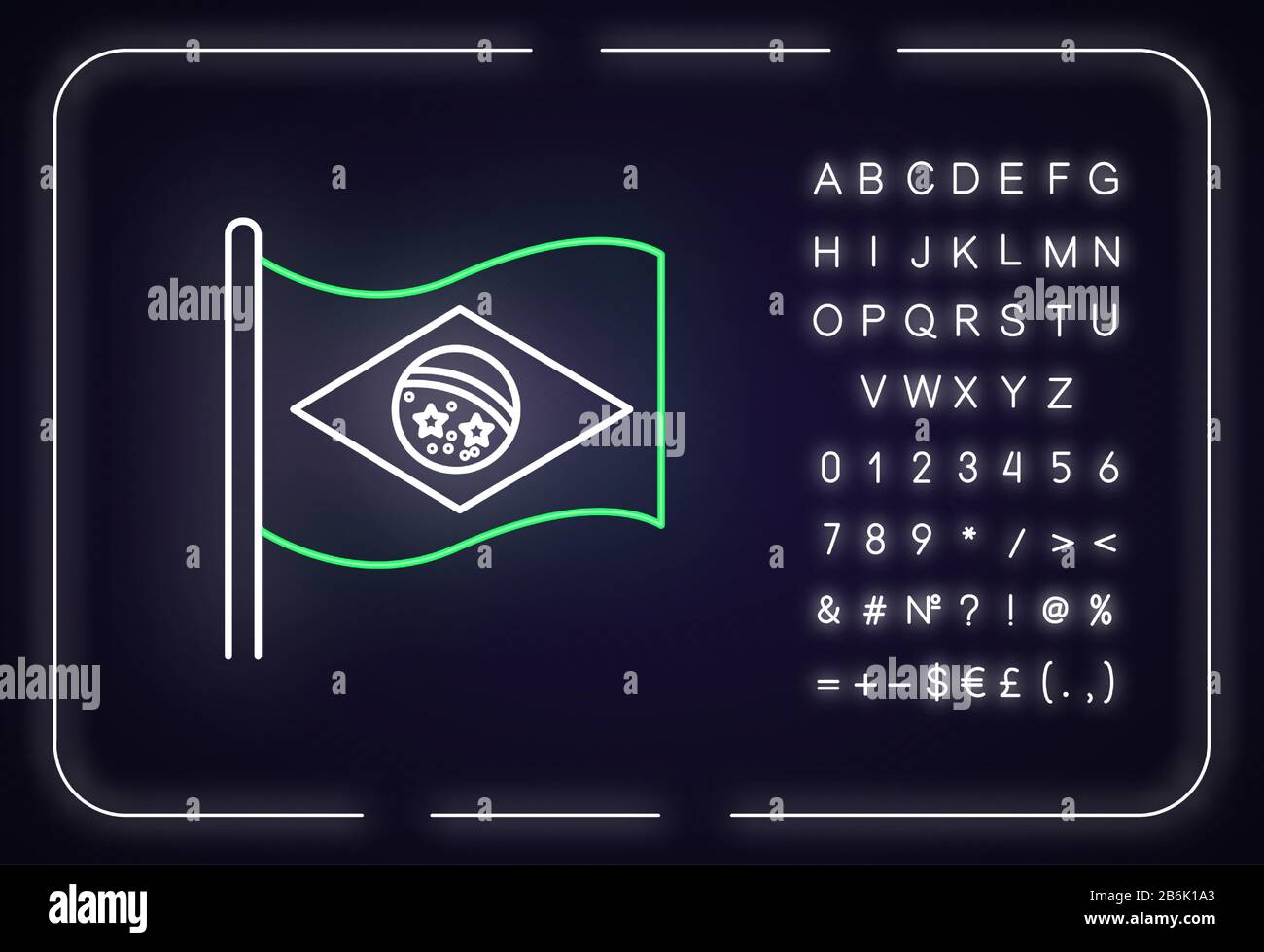 Flag of brazil neon light icon. State symbol. South american country ...