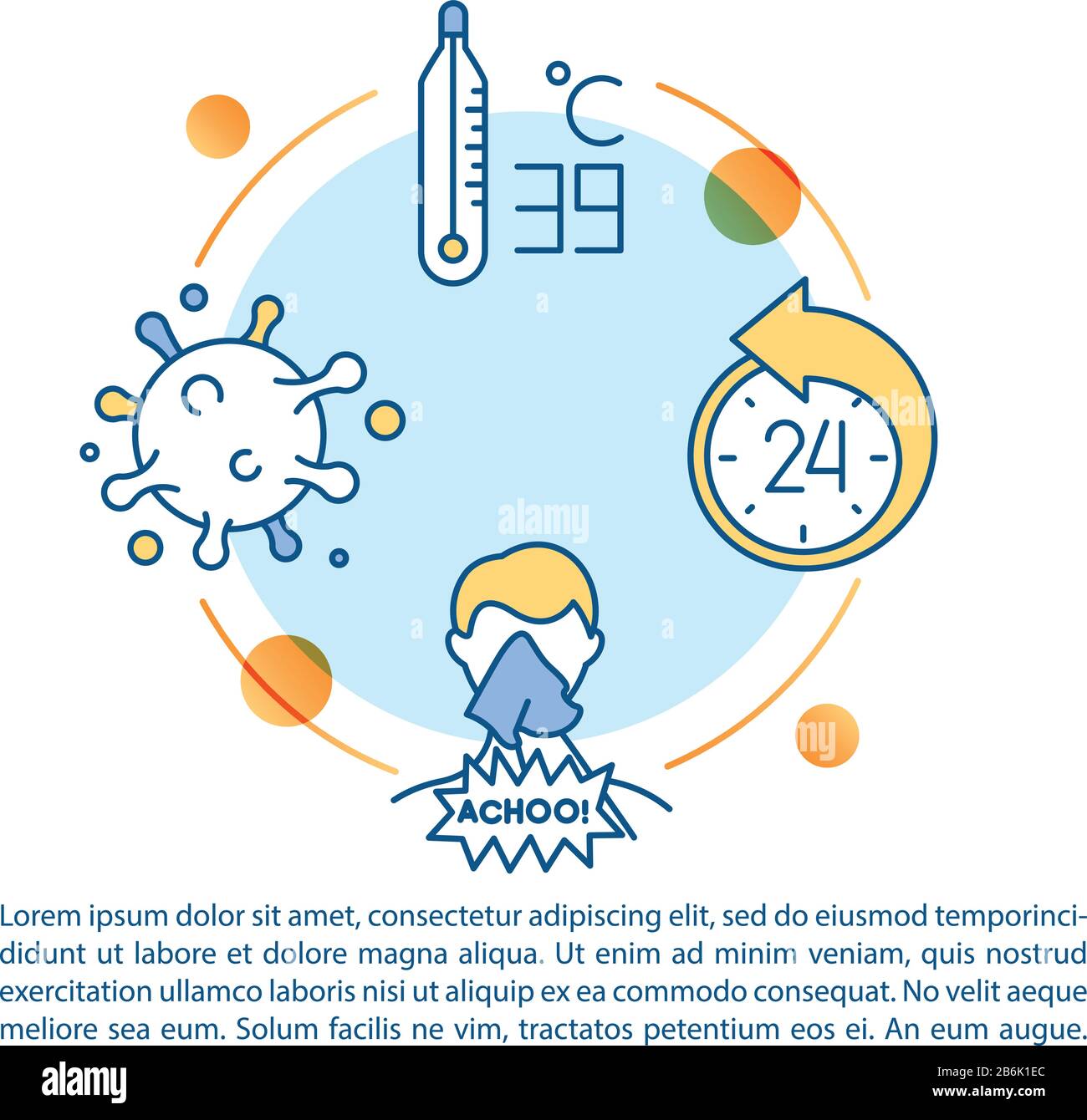 Fever concept icon with text. Patient with high temperature. Influenza ...