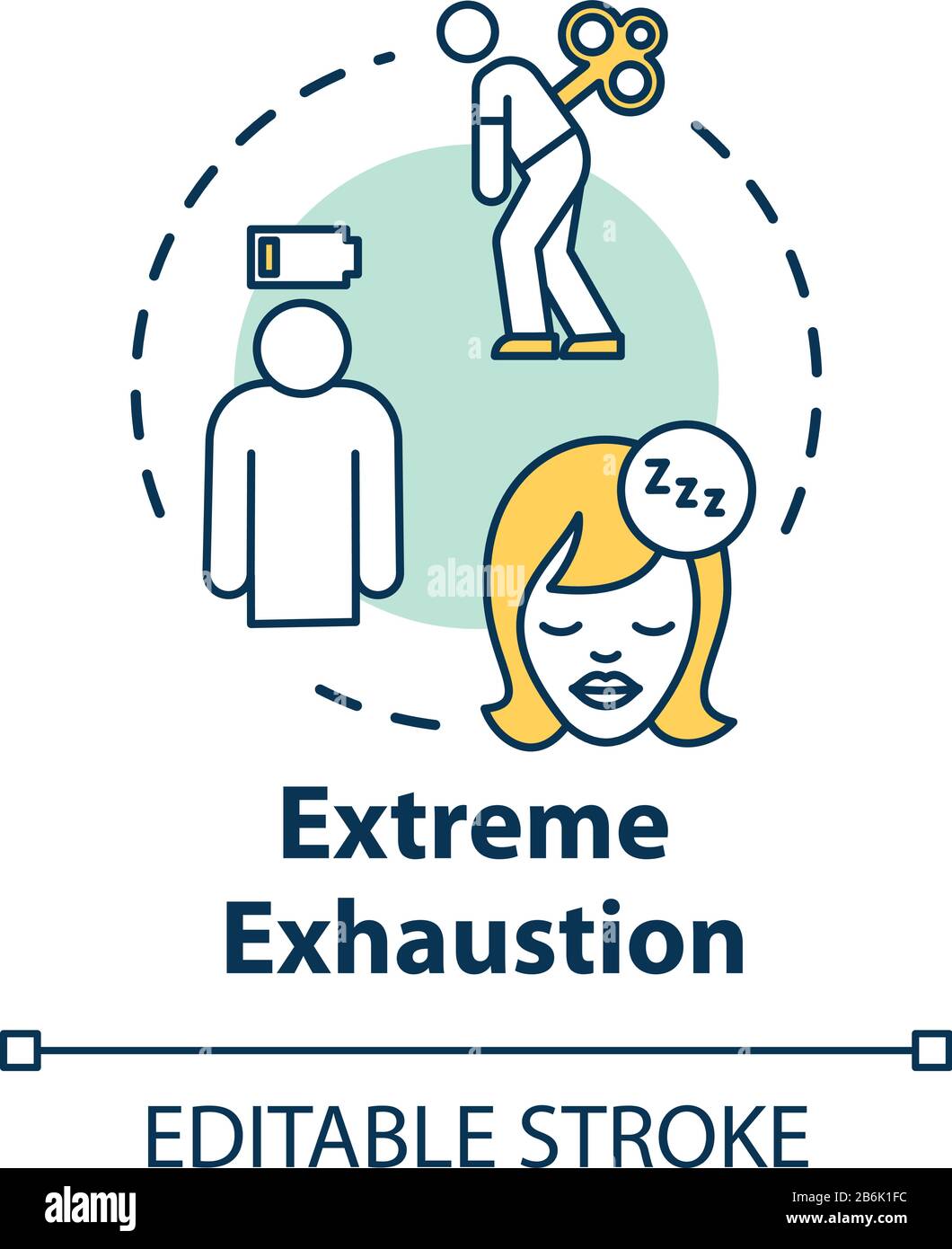 Extreme exhaustion concept icon. Overwork and burnout. Cold symptom ...