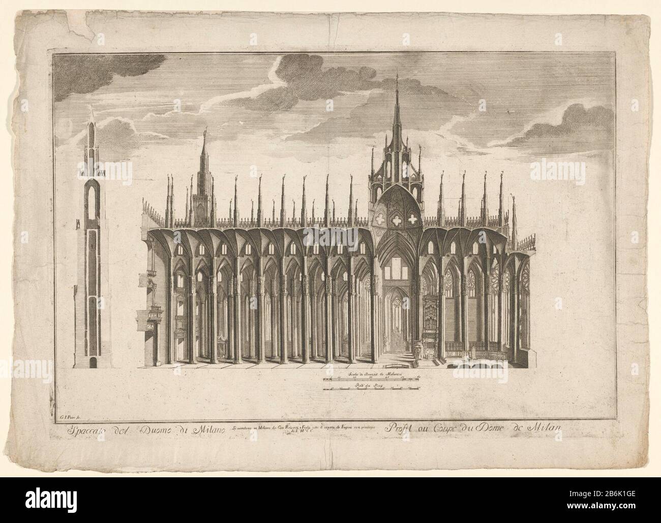Section of the Milan Cathedral Duomo di Milano Spaccato del Profil ou ...