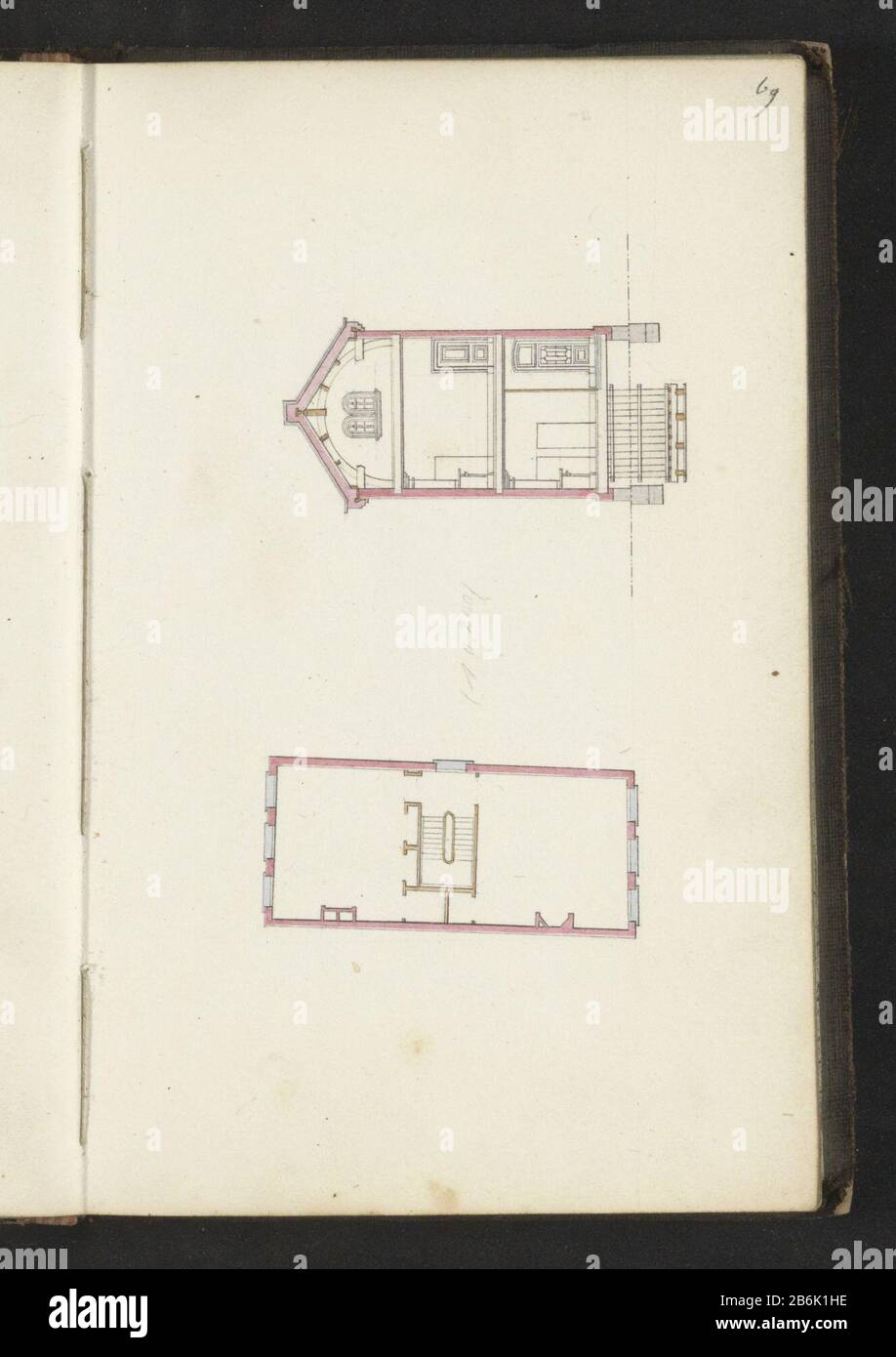 Section and a floor of a building Cross-section and a floor of a ...