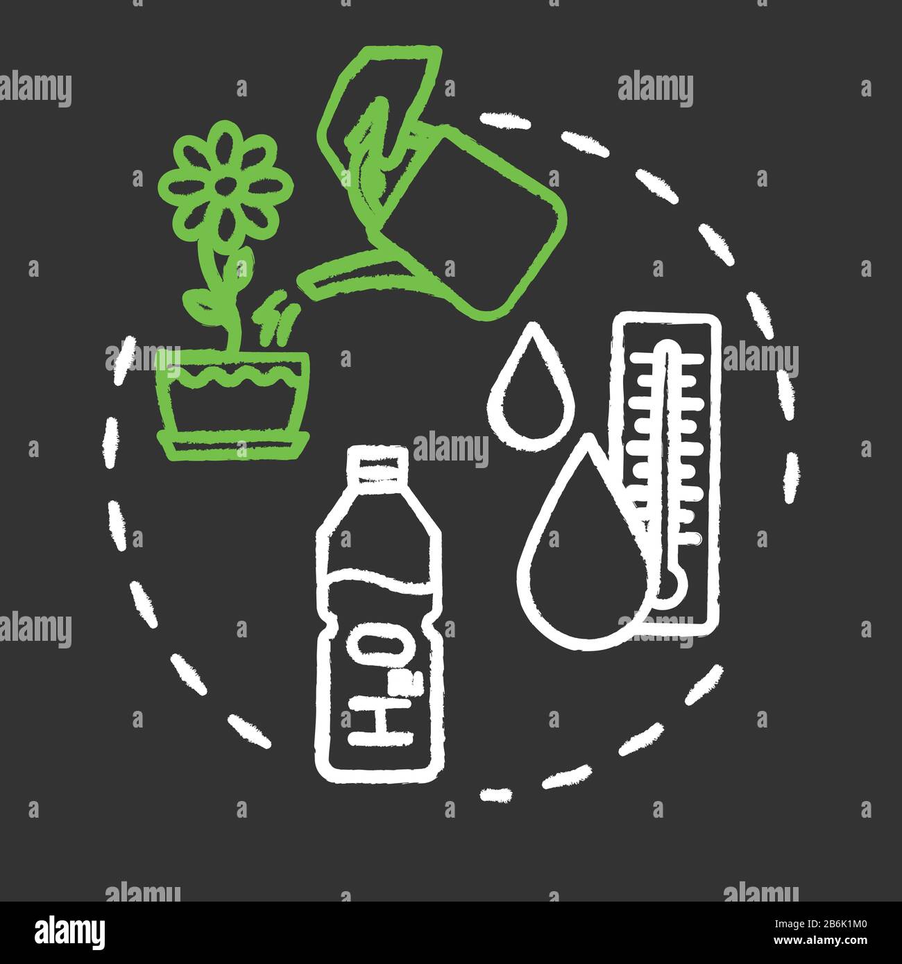 Water room temperature chalk RGB color concept icon. Appropriate temp ...