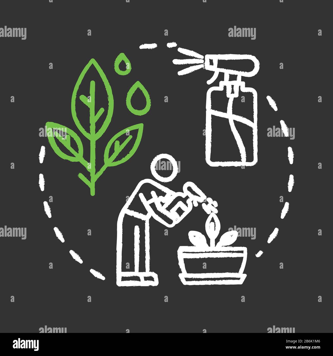 Increase humidity chalk RGB color concept icon. Indoor flowers concern ...