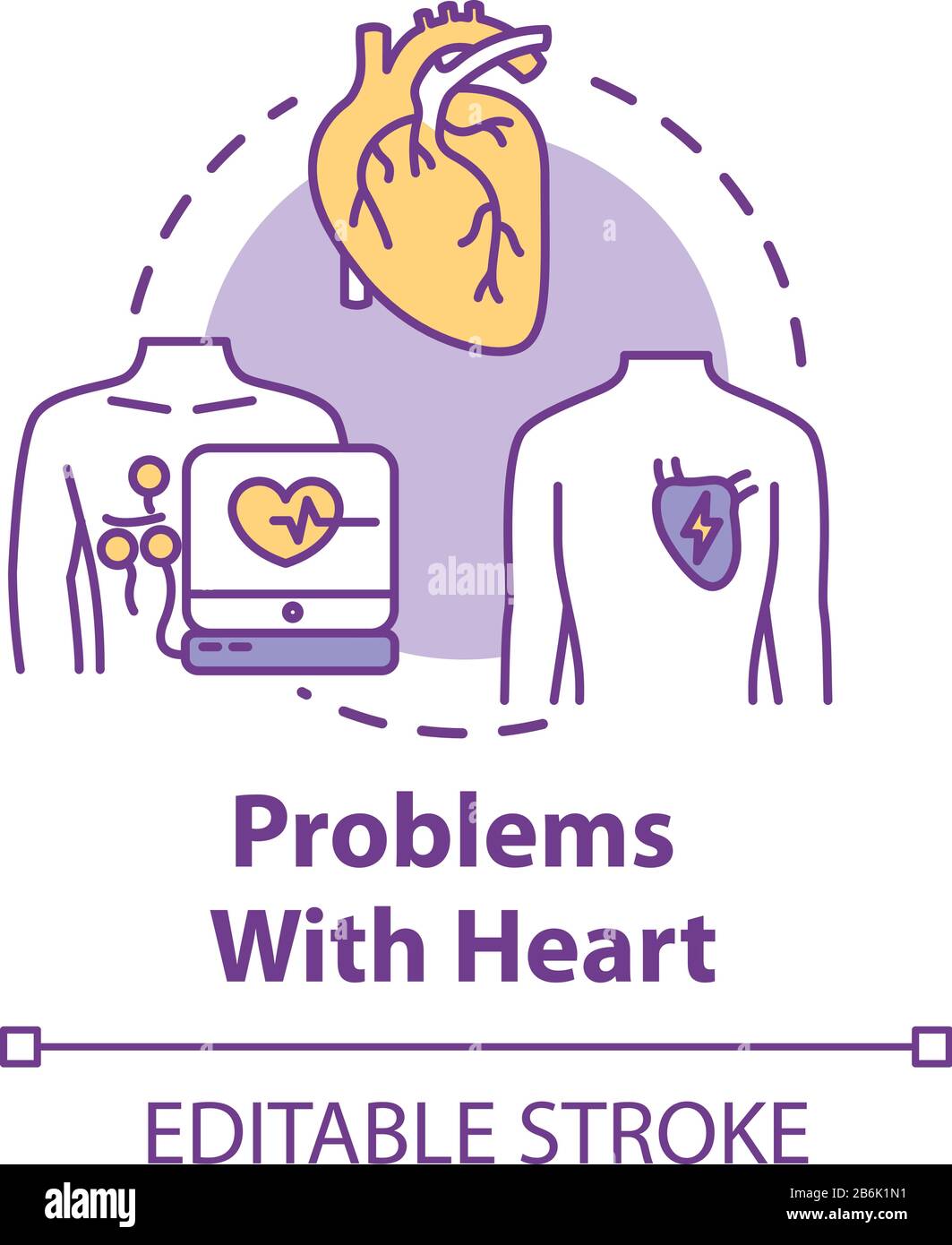 Problems with heart concept icon. Heart attack. Emergency medical ...