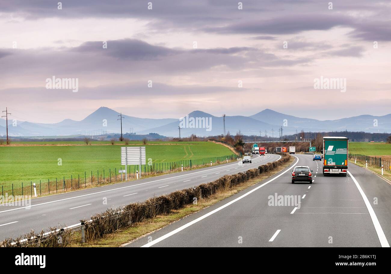 CZECH REPUBLIC, E-442 HIGHWAY, MARCH 21, 2017: Beautiful landscape with ...