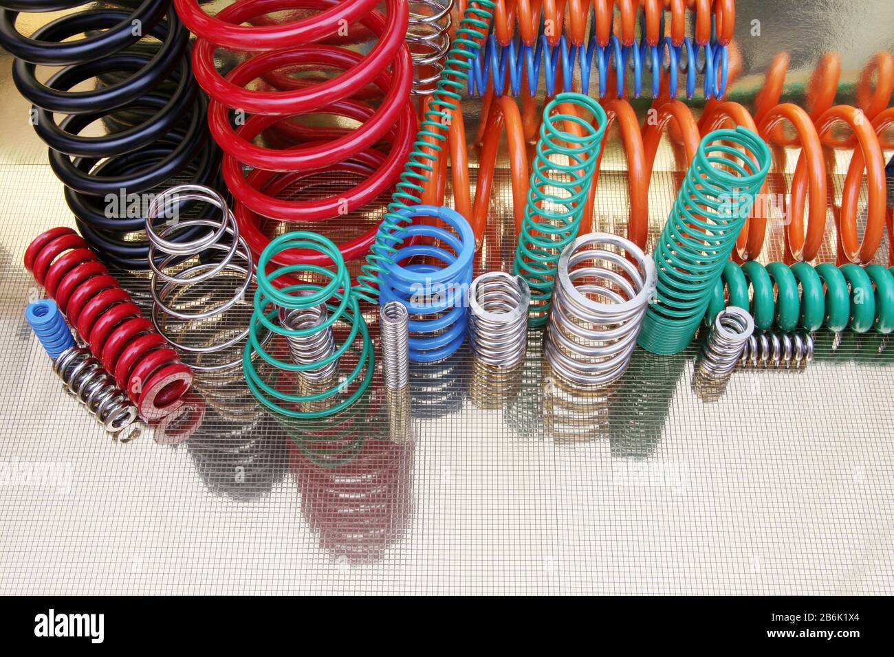 new metal springs texture background Stock Photo - Alamy