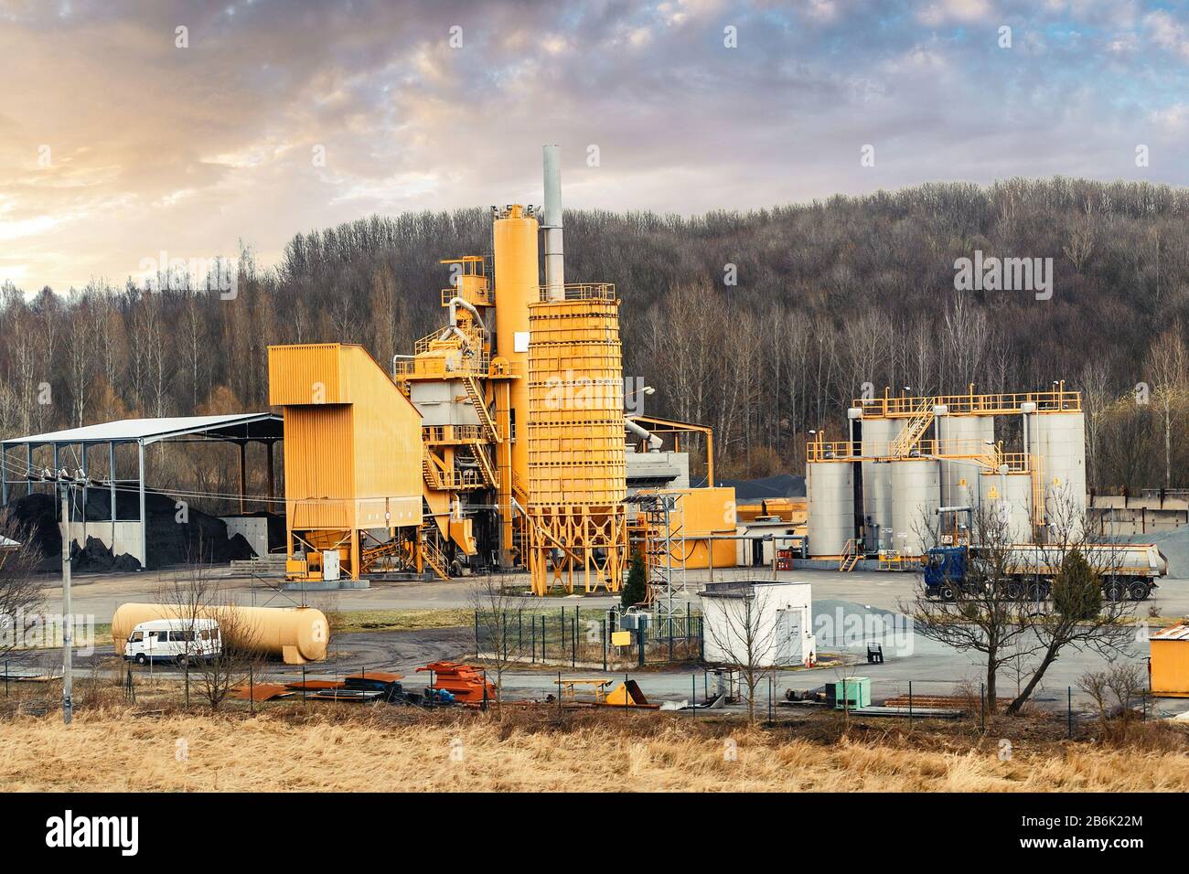 Road side modern Asphalt factory plant Stock Photo - Alamy