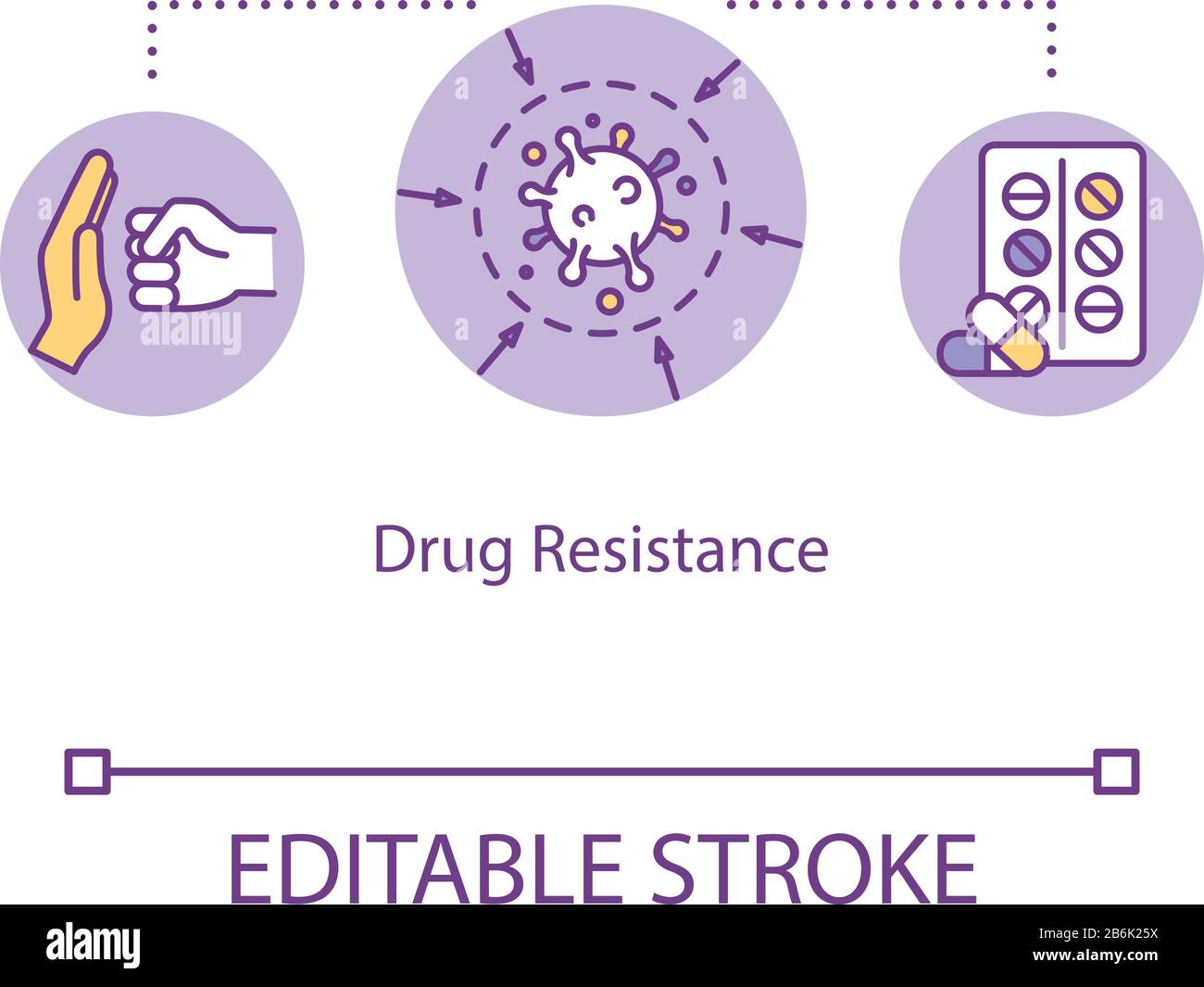 Drug resistance concept icon. Microorganism mutation. Autoimmune ...