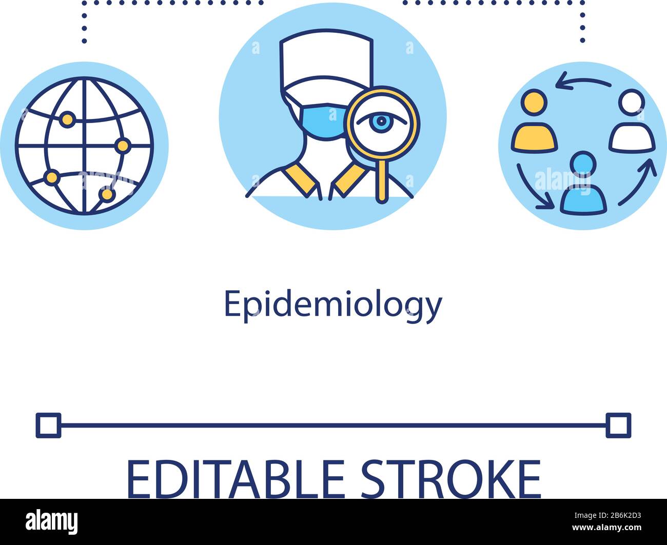 Epidemiology concept icon. Disease assessment. Human epidemic infection ...