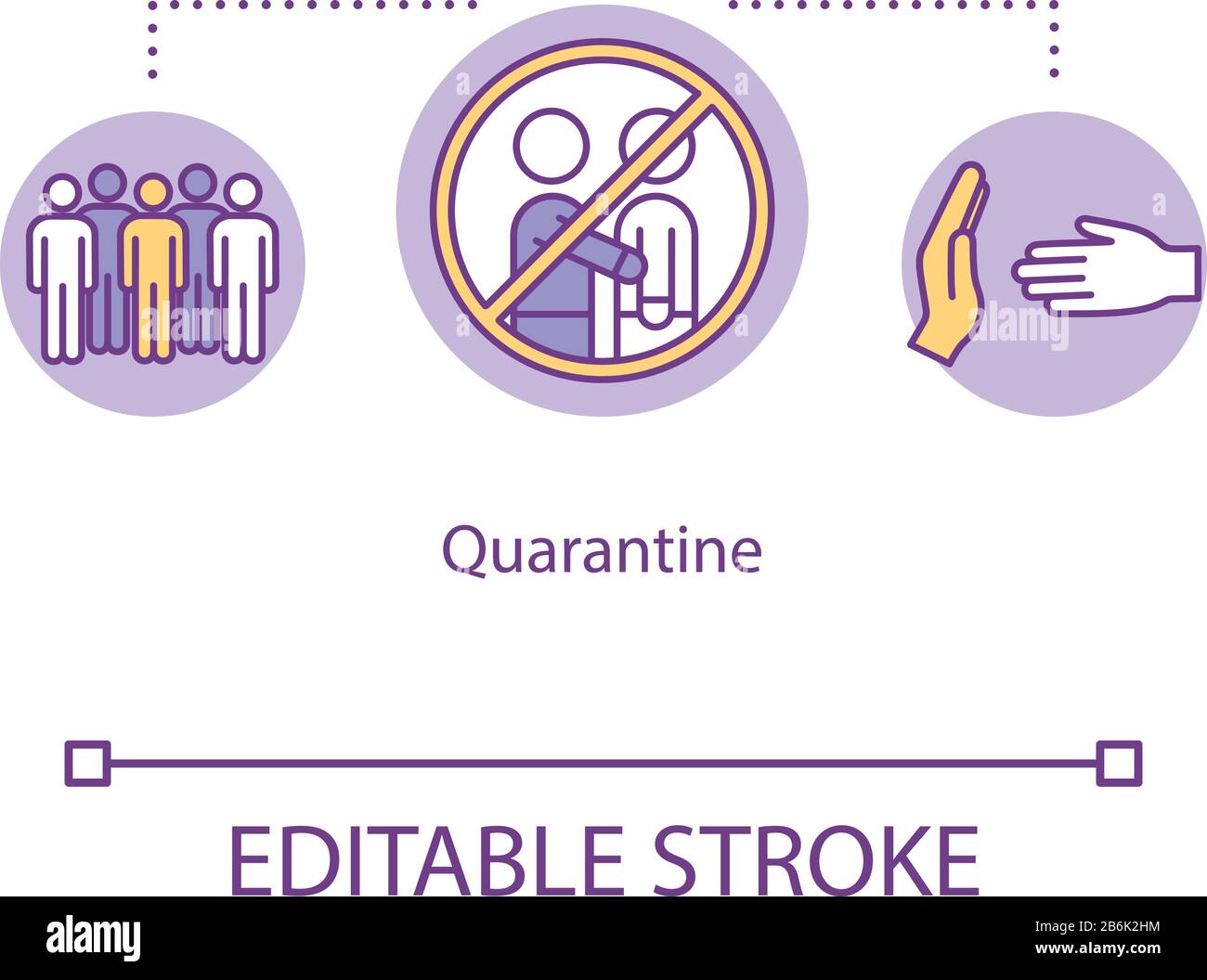 Quarantine concept icon. Contagious flu virus. Avoid contact. No human ...