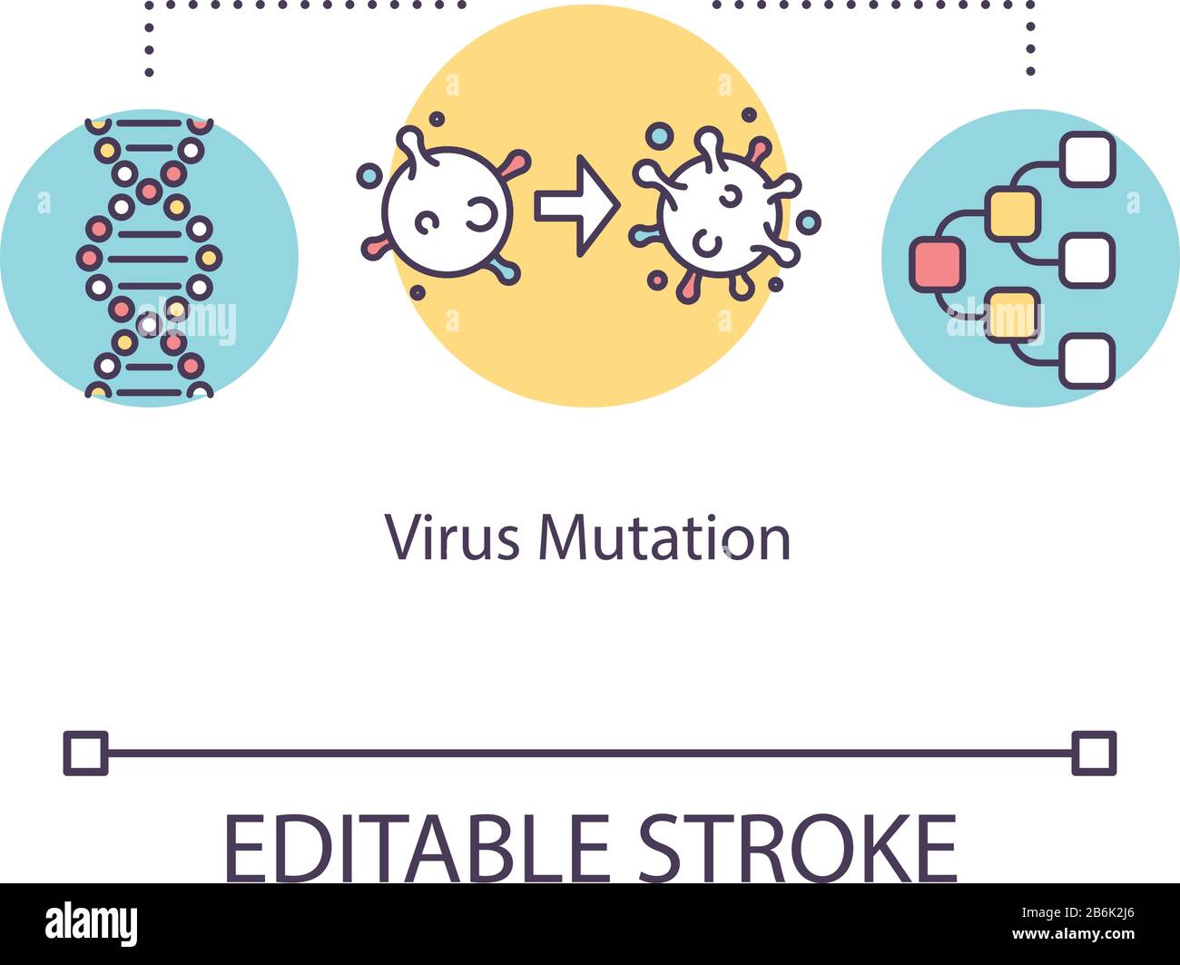 Virus mutation concept icon. Microscopic organism. Oncology treatment ...