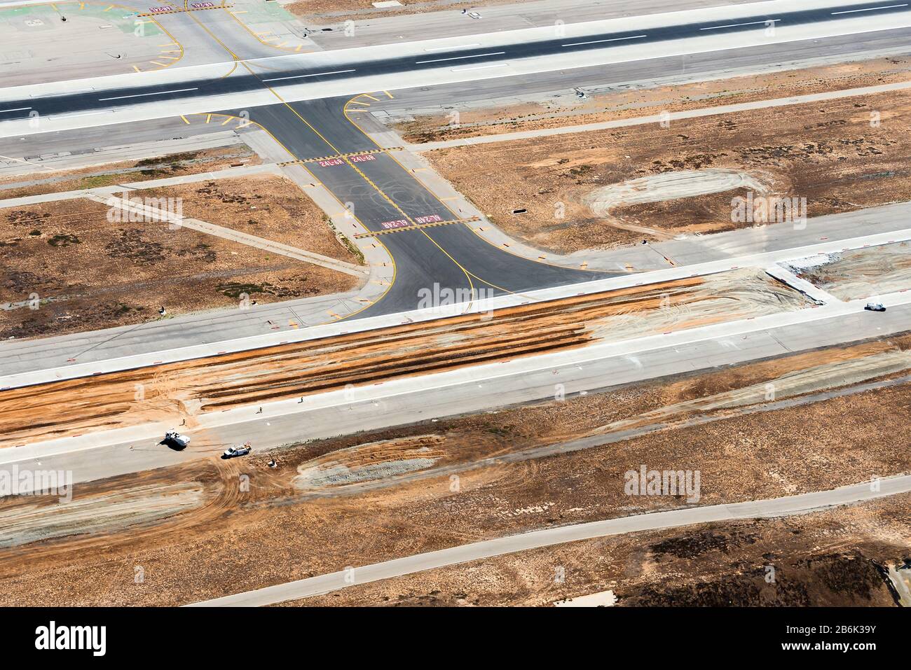 Development construction in taxiway and runway at LAX international ...