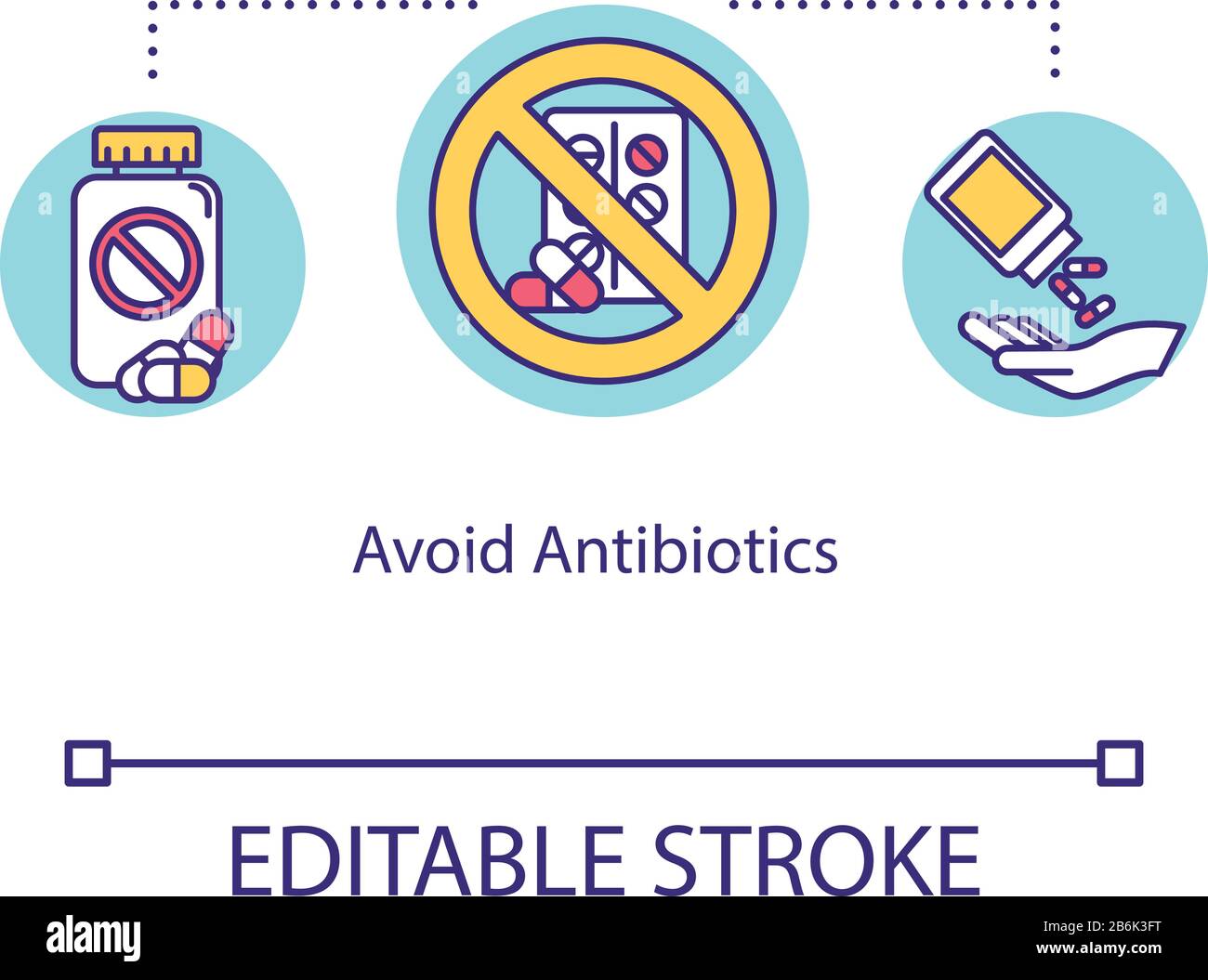 Avoid antibiotics concept icon. Not effective influenza treatment ...