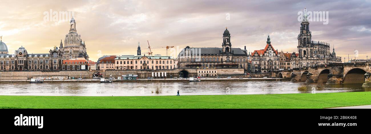 Panoramic view of Dresden city most famous landmarks in a beautiful ...