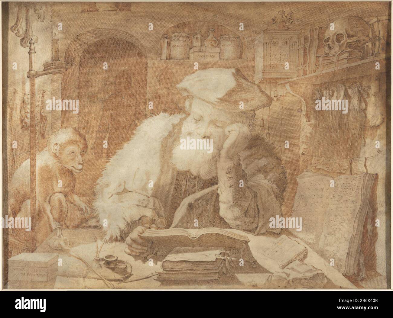 Dr. Faust in his study Dr. Faust in his study; left a monkey in the ...