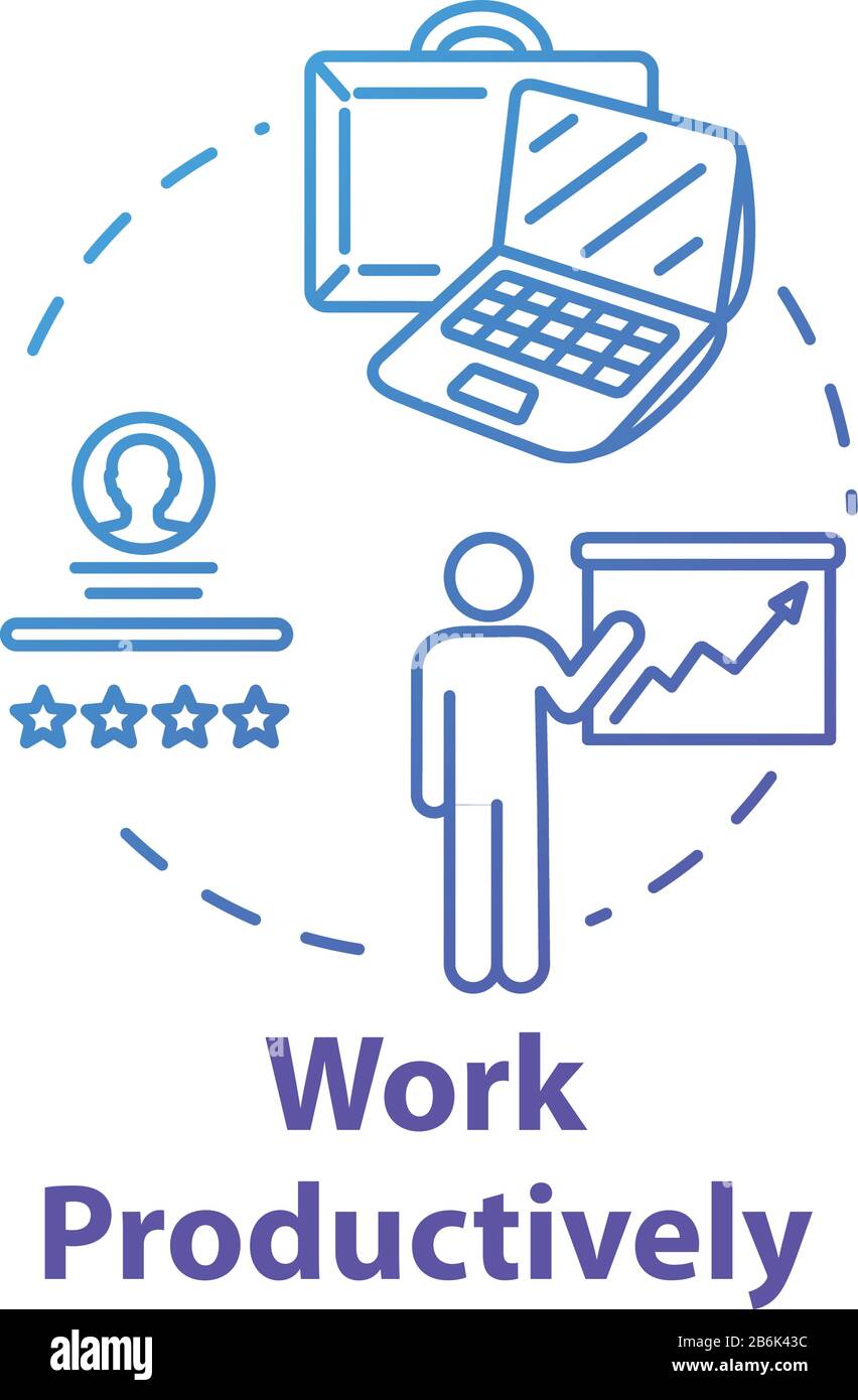 Work productively concept icon. Successful workflow planning. Reaching ...